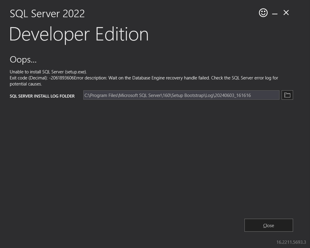 Unable to install SQL server - Microsoft Q&A Unable to install SQL server - Microsoft Q&A