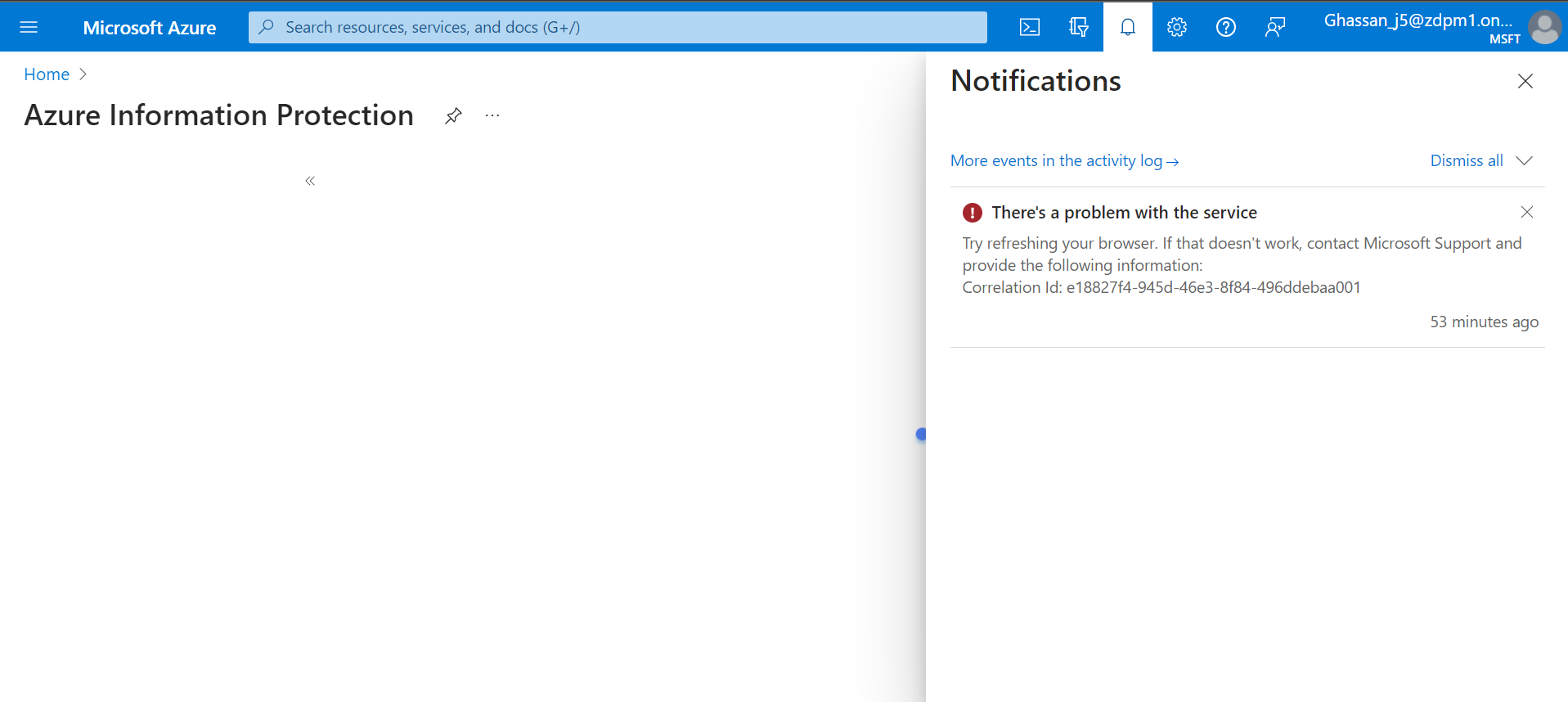Microsoft azure information protection - erorr - Microsoft Q&A