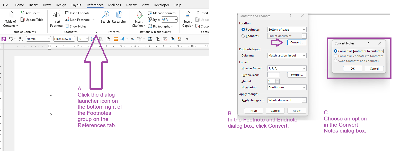 Convert footnotes to endnotes - Microsoft Q&A