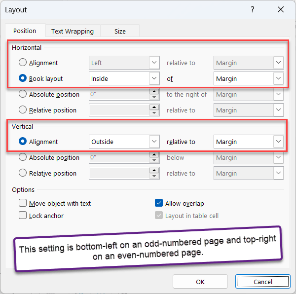 How can I understand "Inside/Outside relative to Page" in object layout ...