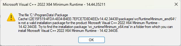 comment corriger erreur Visual C++ 2022 X64 Minimum Runtime - Microsoft Q&A