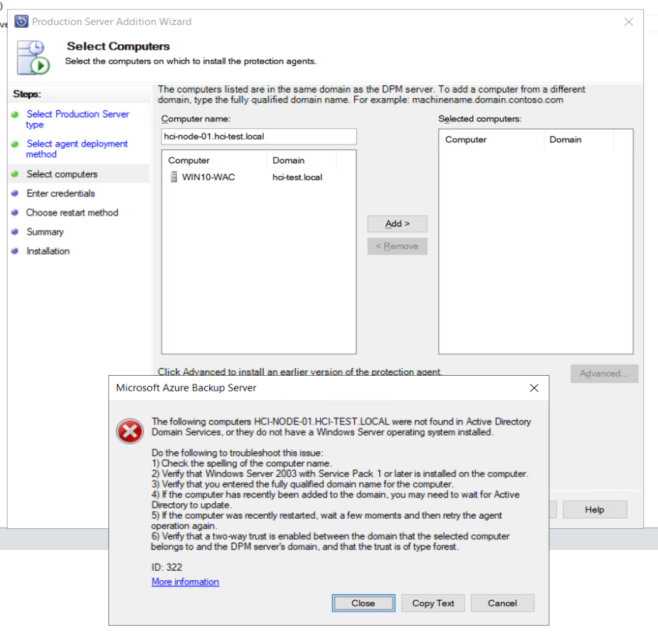 Azure Stack Hci Nodes Cannot Be Added In Microsoft Azure Backup Server Microsoft Qanda 