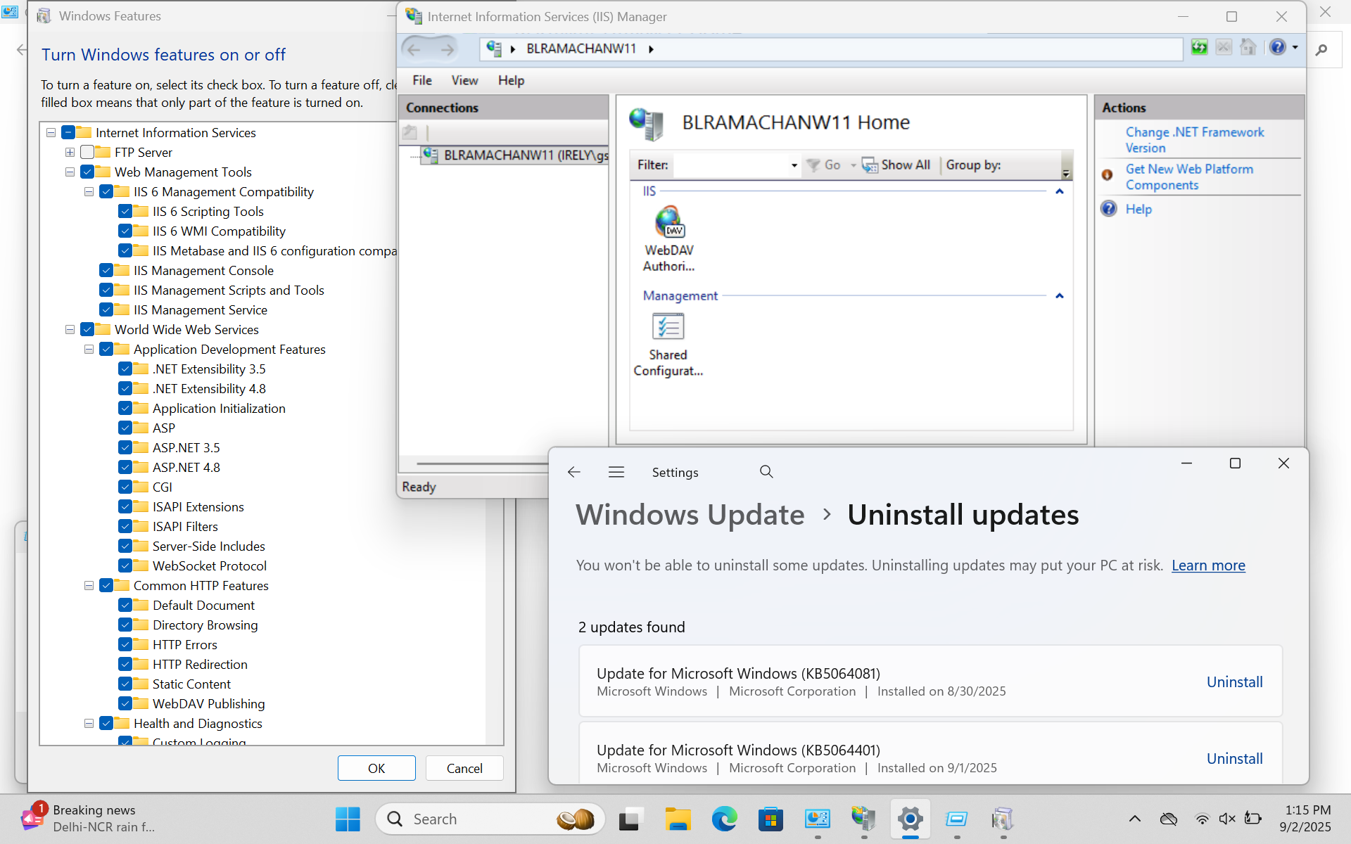 IIS Manager showing Blank - Microsoft Q&A