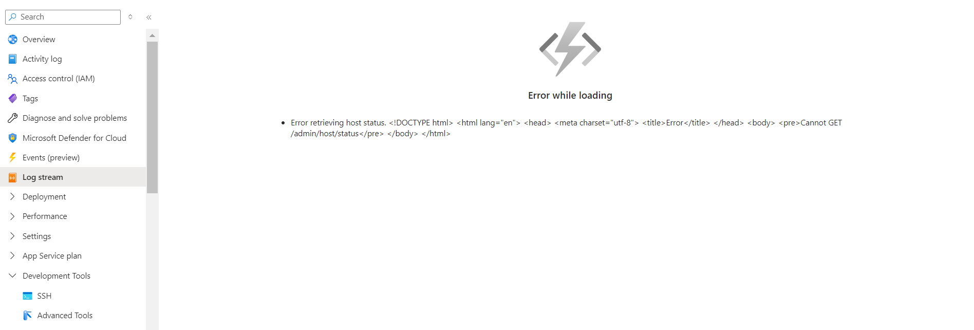 Log Stream is showing me error "this feature requires write permission to your app" - Microsoft Q&A