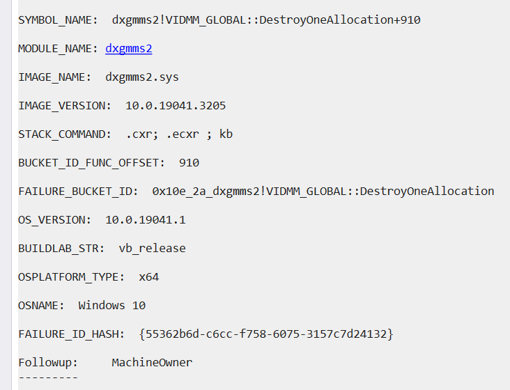 VIDEO_MEMORY_MANAGEMENT_INTERNAL BSOD 0x0000010e - Microsoft Q&A