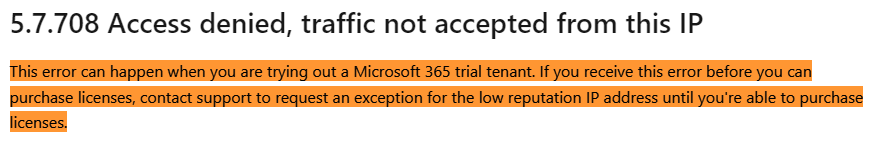 5.7.708 Access denied, traffic not accepted from this IP - Microsoft Q&A
