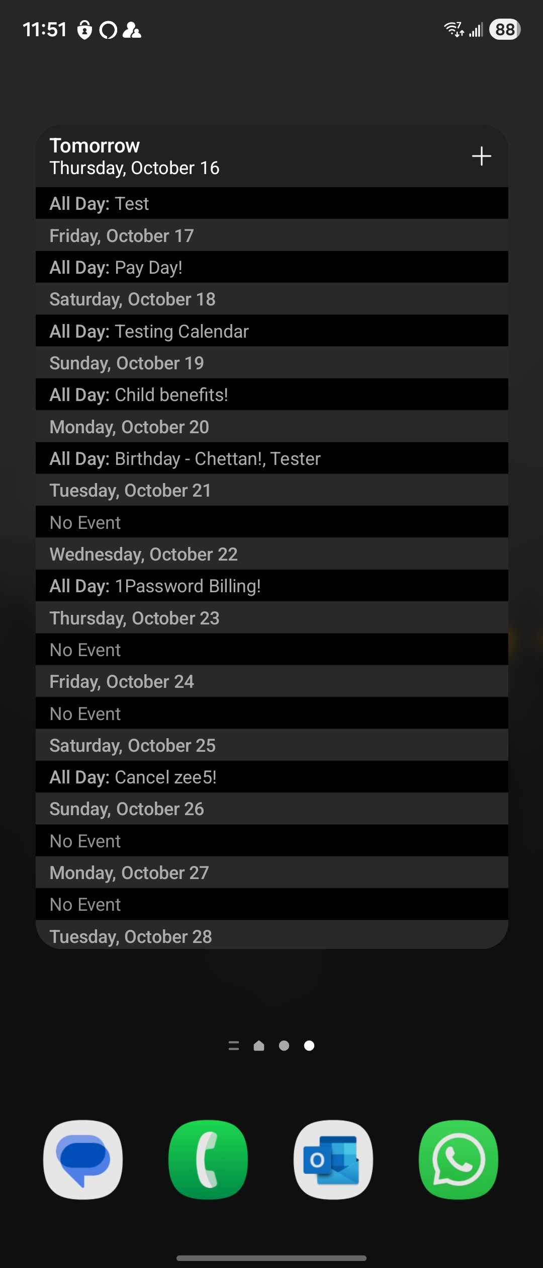 How can I configure the Outlook calendar widget on Android to show only ...