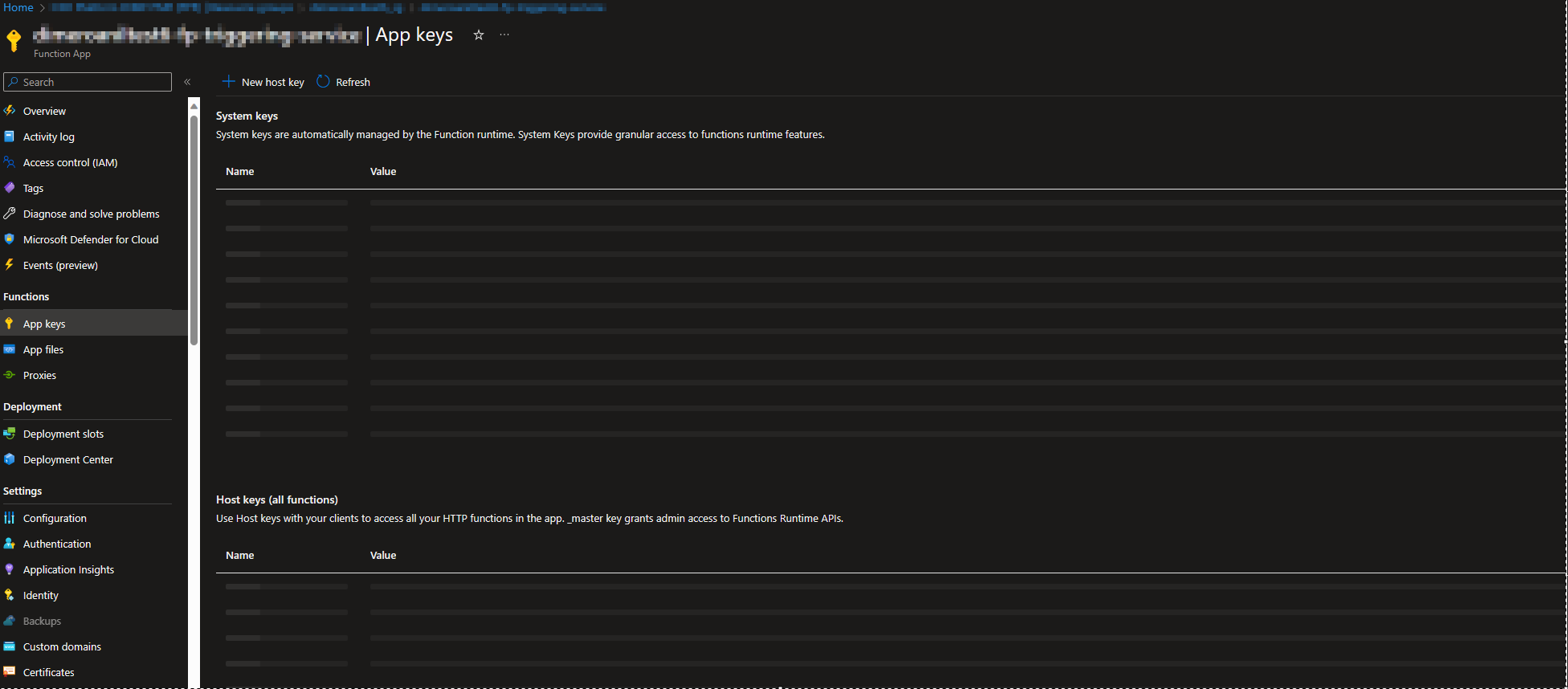 Slow function app keys creation leading to "List Web Apps Functions Host Keys" failure ...