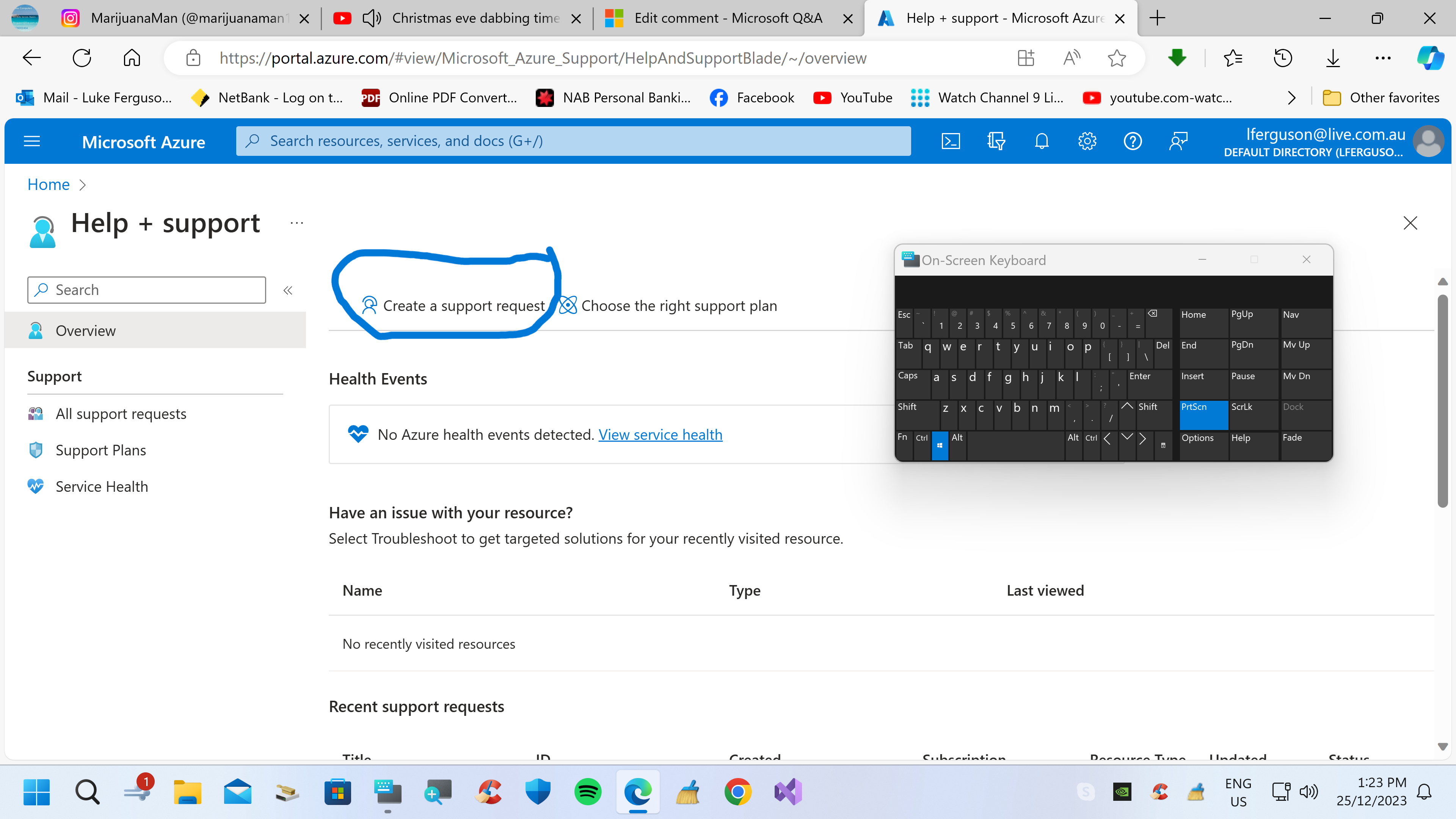 Hi I'm trying to create a new support request at https://support ...