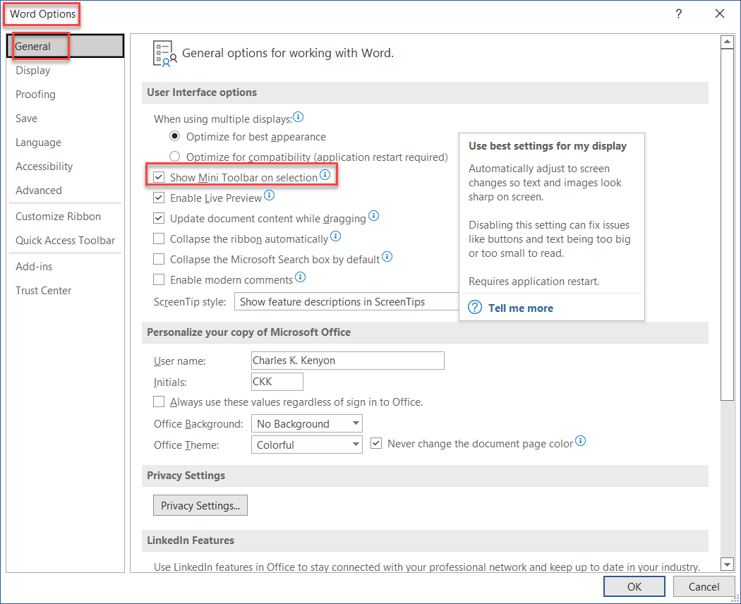 Right click popup toolbars in Word 2019 - Microsoft Q&A