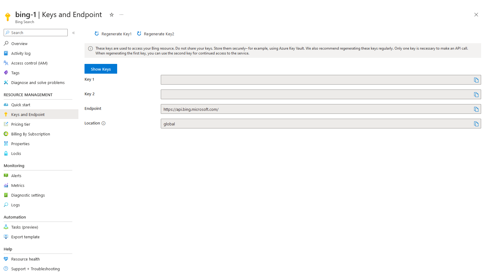 Azure keys showing up as undefined - Microsoft Q&A