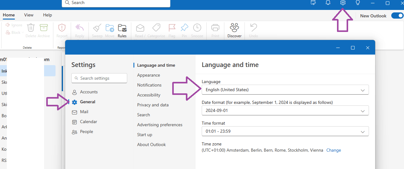 my outlook mail has all changed to french how do i get it back to ...