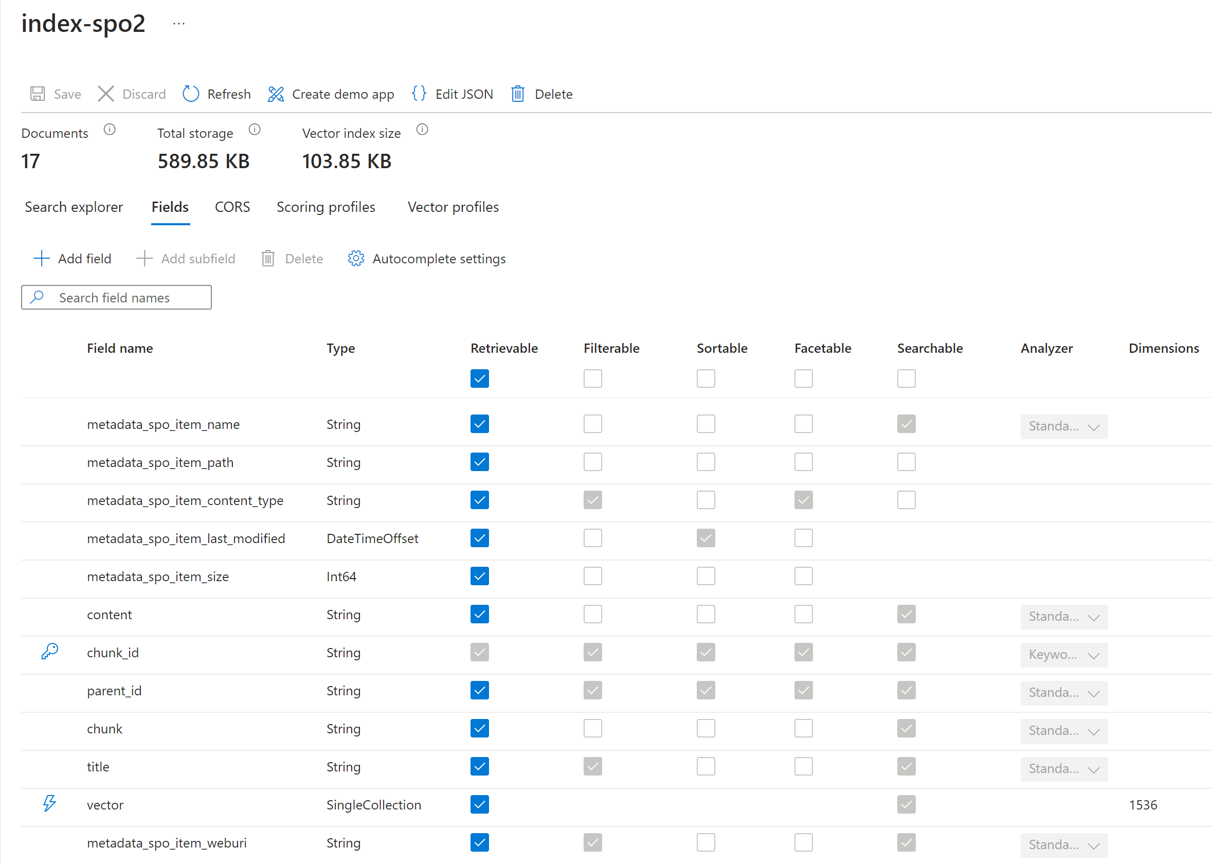 Azure AI Search - Loss of Sharepoint Metadata in Index after adding Skillset for Chunk and ...