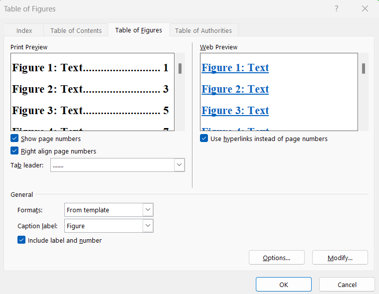 Format problem with 'Table of contents: ''Table of figures' and 'list of tables' content appears ...