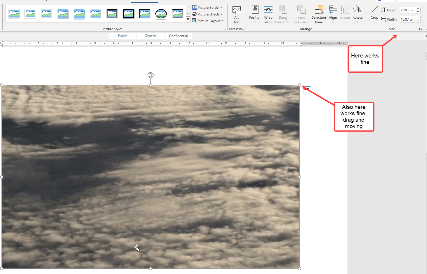 Re-size pictures at Word 2019 returns with message "Word encountered a ...