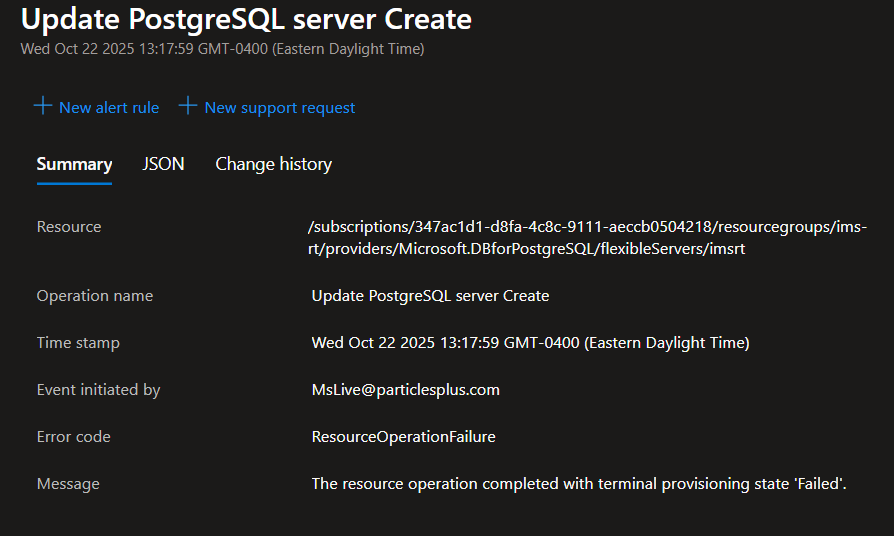 Error each time I create a new postgres DB - Microsoft Q&A
