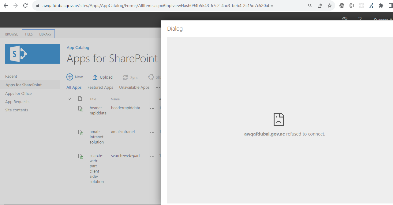 How To Fix Sharepoint Server 2019 Appcatalog Issue With Click Upload Raising Refused To Connect 4681