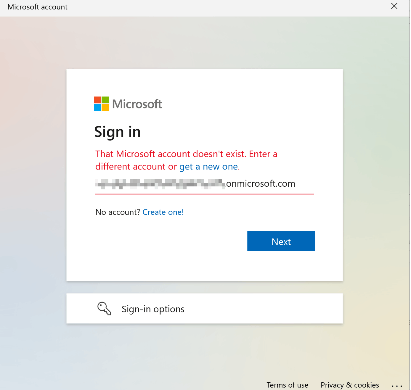 I am unable to sign in with a work or school account instead of a local ...
