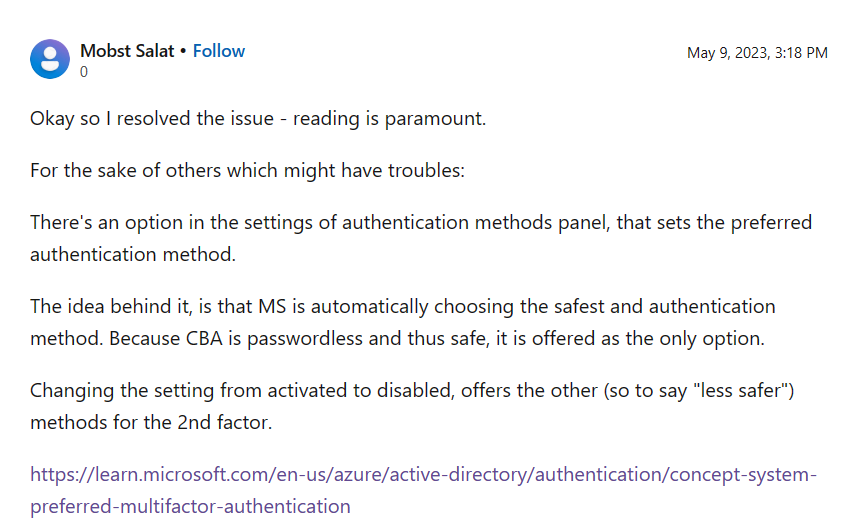 Azure Ad 2fa For Cba And Authenticator Microsoft Qanda 