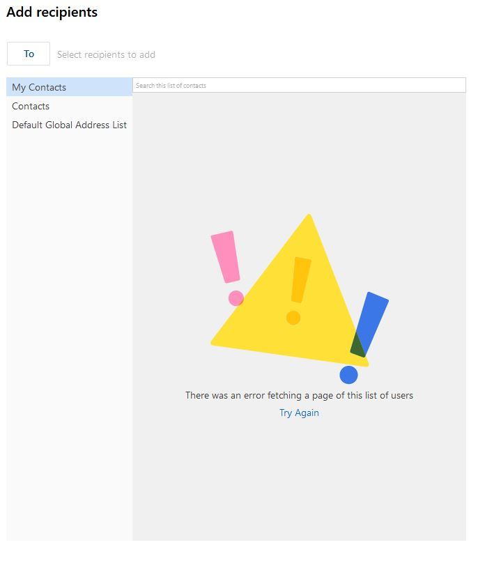 Outlook Contact List Error: There was an error fetching a page of this ...