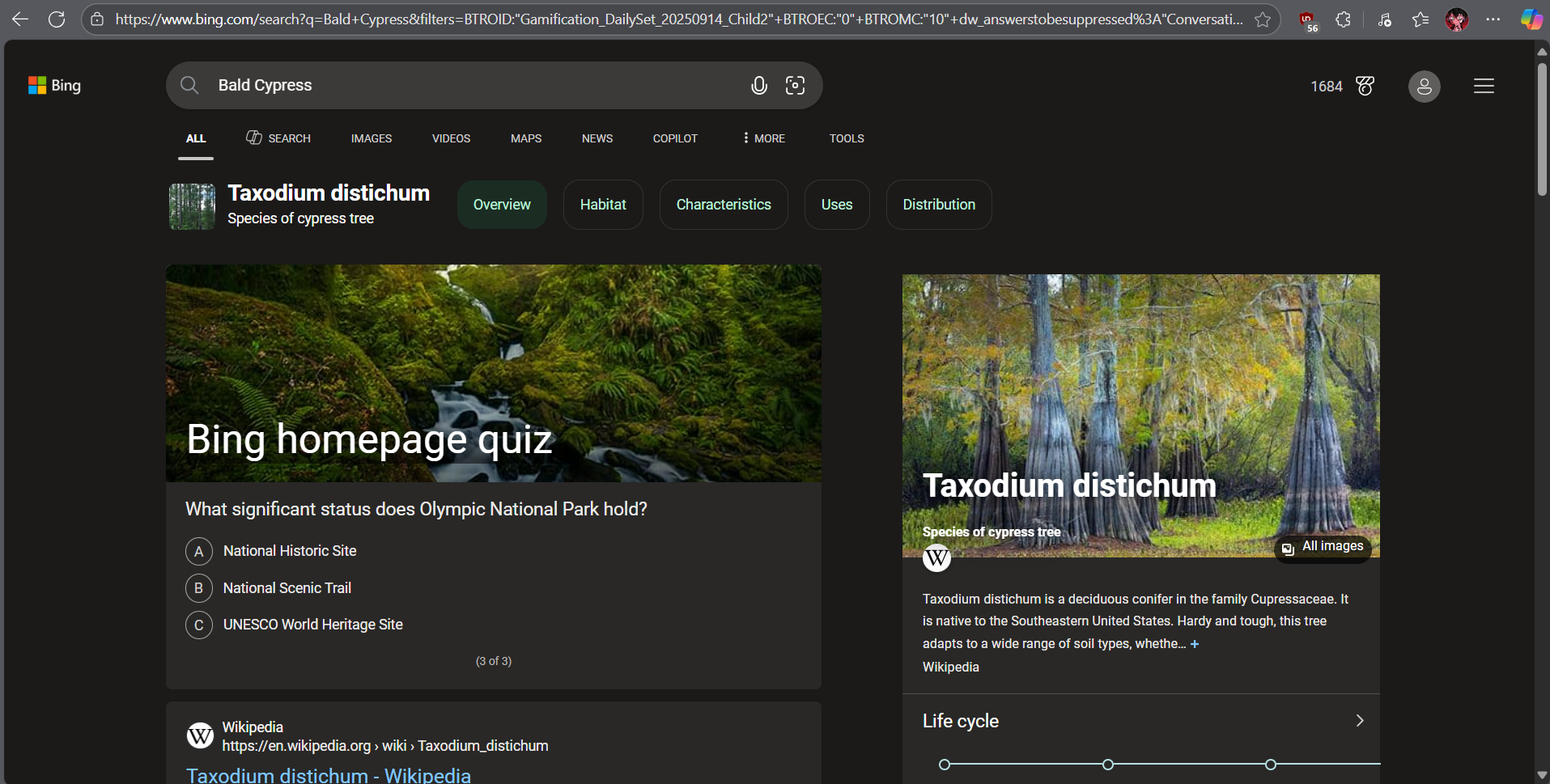 i was trying to use the bing homepage quiz and it keeps not showing any pictures until after, so ...