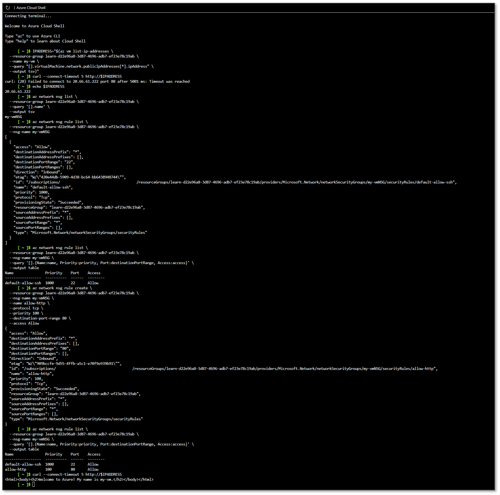 Problem with "Exercise - Configure network access" - Microsoft Q&A