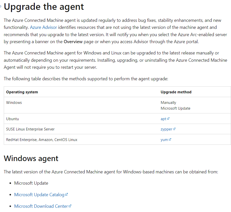 Azure arc agent updates - Microsoft Q&A