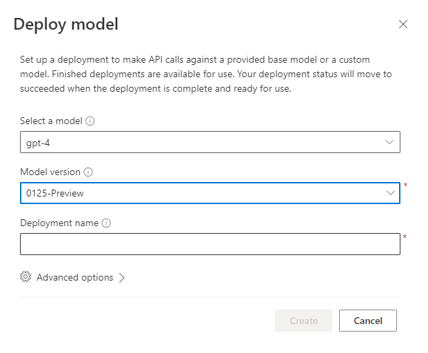 Why i am getting error while creating new openai deployment with model gpt-4 in East US region ...