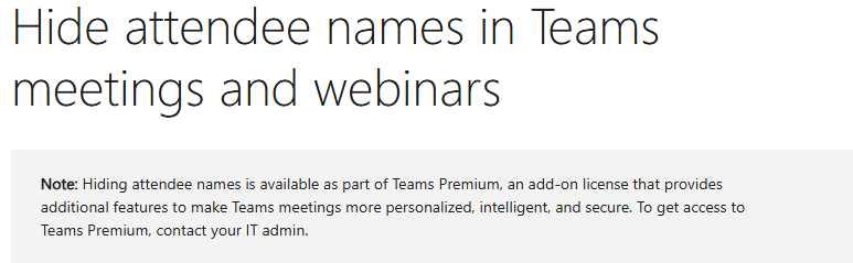 Hide attendee names in Teams meetings and webinars - Microsoft Q&A