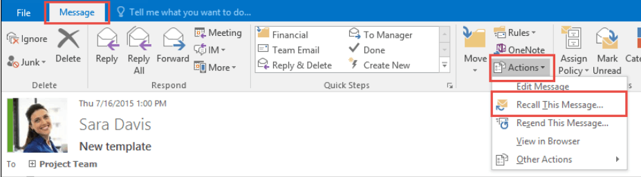 how to recall the message - Microsoft Q&A