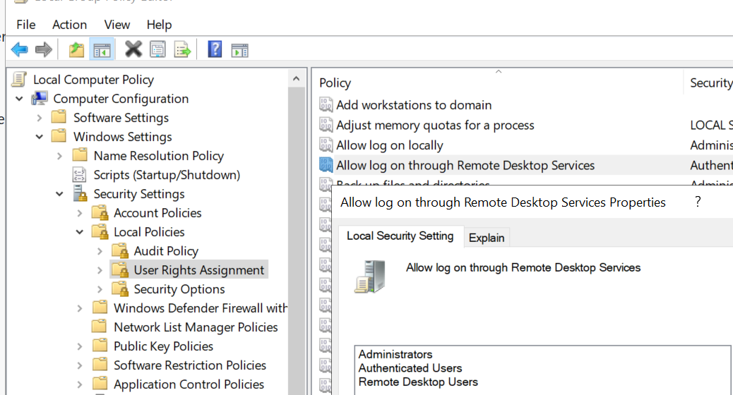 Remote Desktop Services sign-in issue -Need help with granting the ...