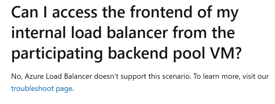 Can a backend pool VM connect to it's load balancer URL? - Microsoft Q&A