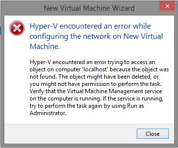 Hyper-V encountered an error while configuring the network on [VM's name]. - Microsoft Q&A