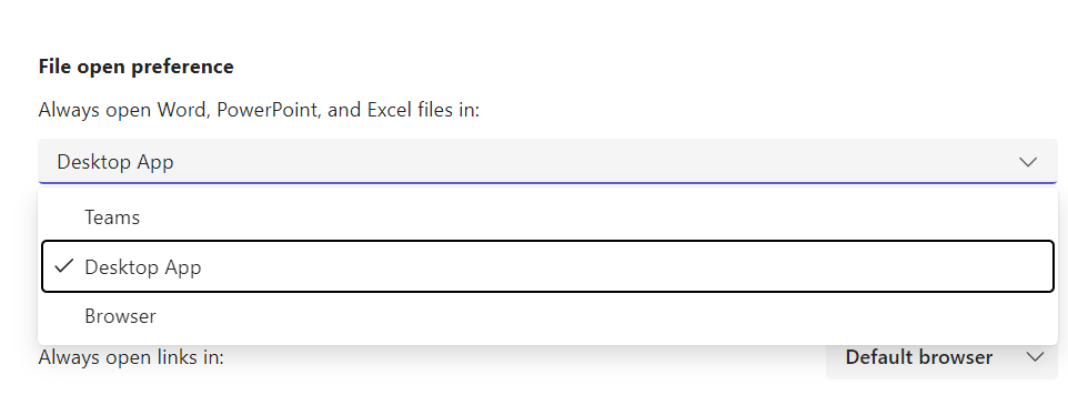 Teams Option: File Open Preference (Desktop App) missing for a New computer. - Microsoft Q&A