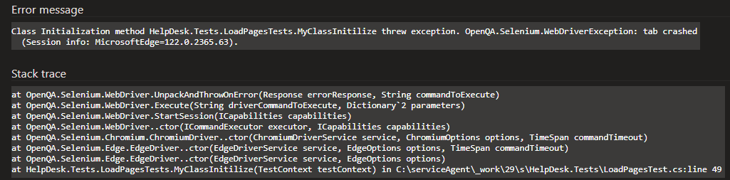 Edge driver is failing on creation when deployed to an Agent machine but not locally. How do i ...