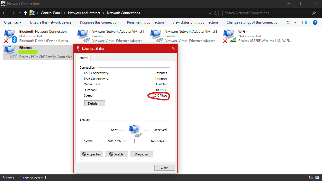 Ethernet capping at 10mbps? - Microsoft Q&A