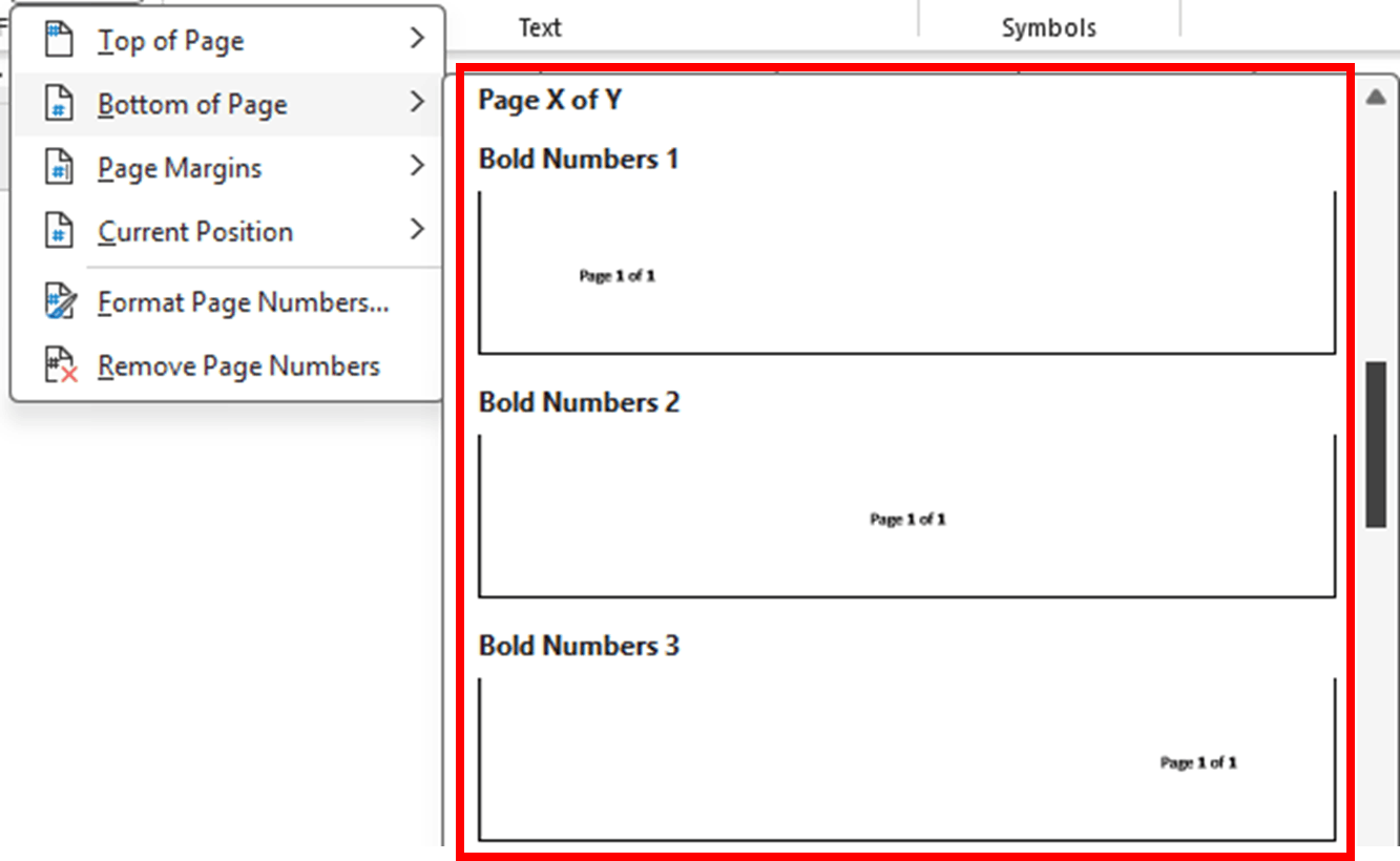 I want to add page numbering in word that goes as follows 1 of 10 etc ...