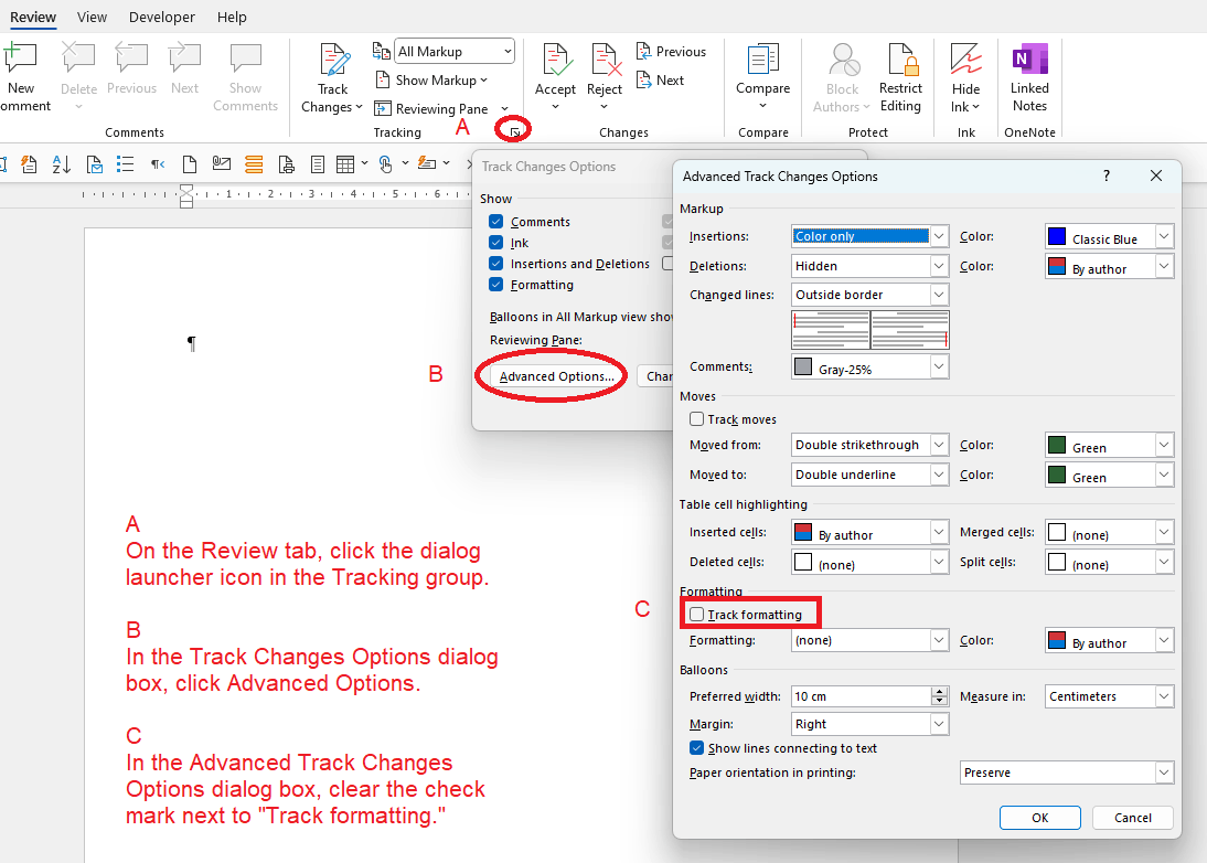 How Do I change the default change tracking options? - Microsoft Q&A