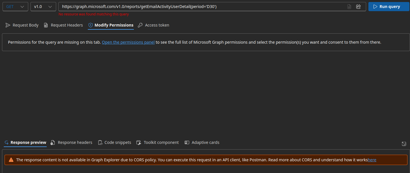Issue with Graph API's reports endpoint - Microsoft Q&A