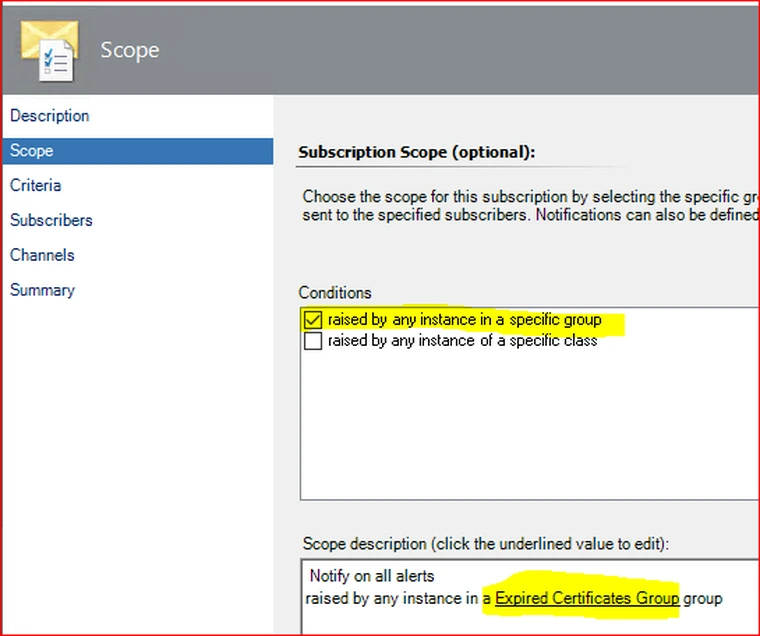 Subscriptions notifications for Certificate Store alerts from one ...