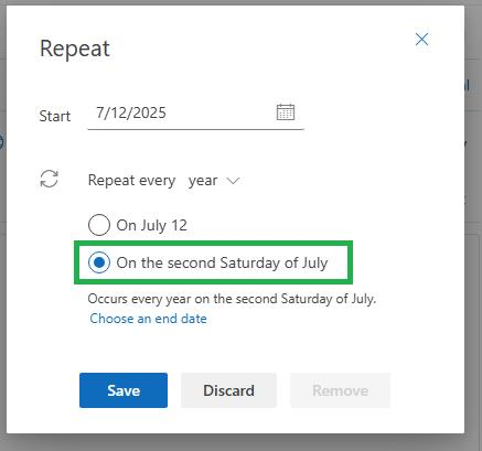 How can I schedule a recurring task that occurs on the 3rd Thursday of ...