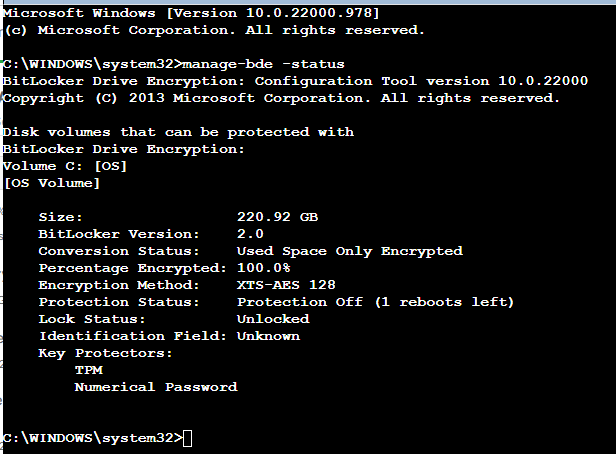 Incorrect Function error when turning off BitLocker - Microsoft Q&A