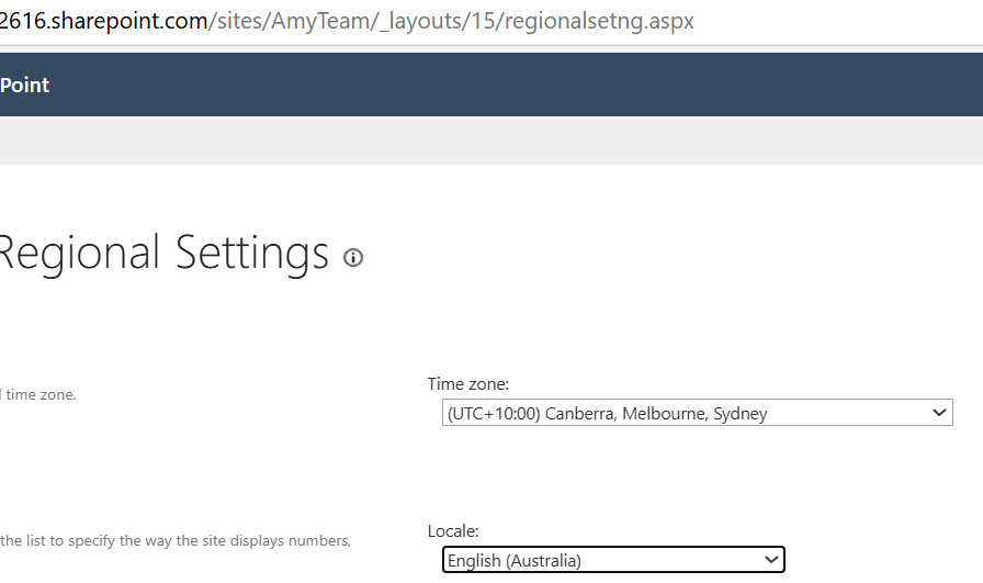 Region (locale) setting in M365 SharePoint - Microsoft Q&A