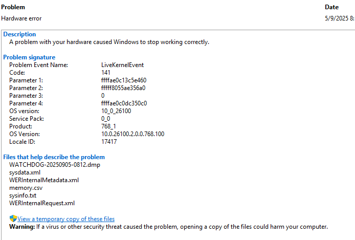 Laptop getting LiveKernelEvent 141 and 117 error and event id 153 in ...