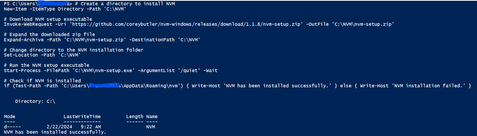 Installing NVM is failing with PowerShell command - Microsoft Q&A Installing NVM is failing with PowerShell command - Microsoft Q&A