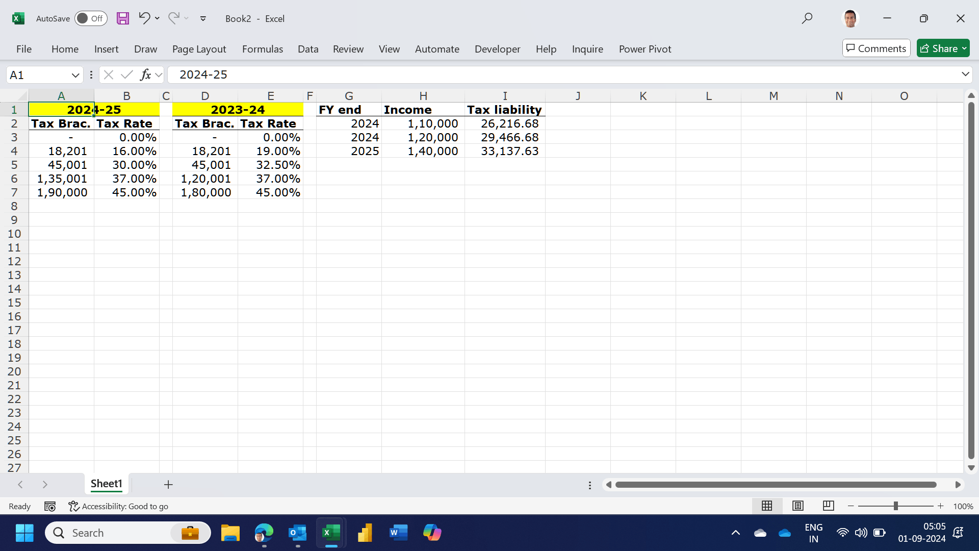 Calculating Tax due for any particular year from a dataset with ...