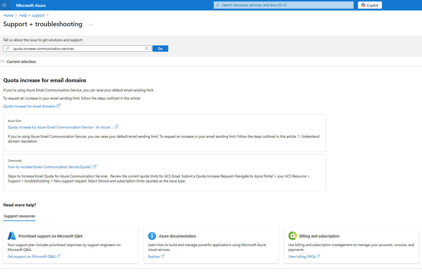 Azure Communication Services: Unable to Raise Support Ticket for Quota ...
