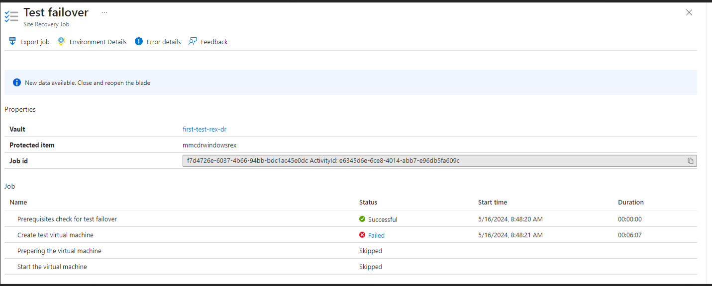 Issues with Performing Test Failover after Deleting and Creating a New ...
