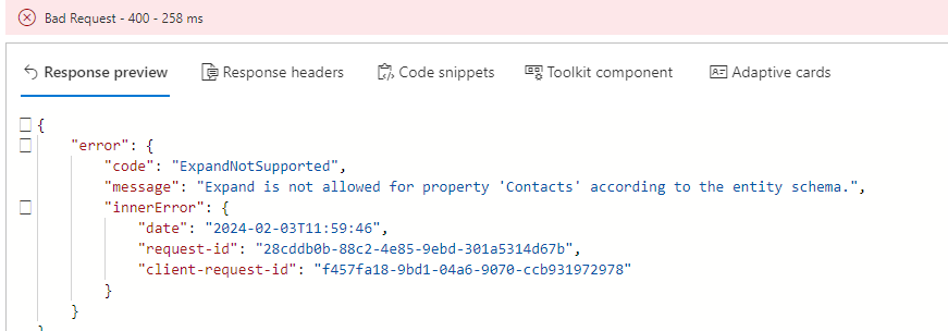 Facing Internalservererror While Using User Api Of Graph Message In Response Is Error