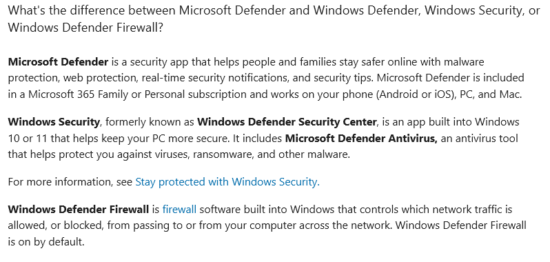 What's the difference between Microsoft Defender and Windows Security ...